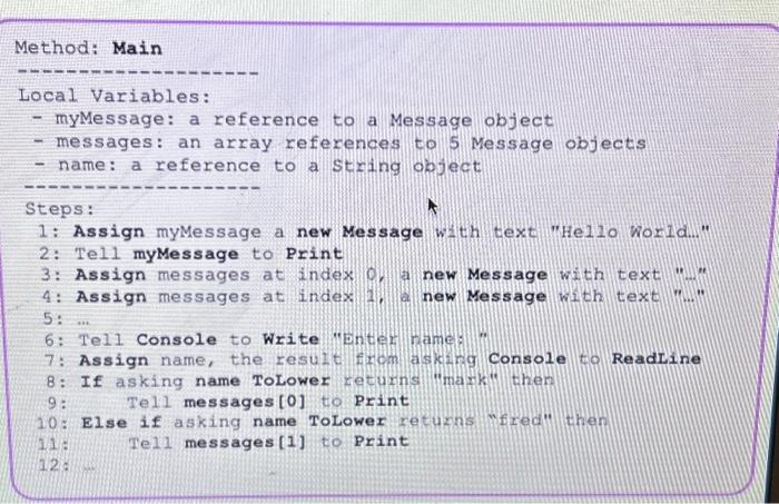 Solved - Create 5 message variables, and 5 different message | Chegg.com