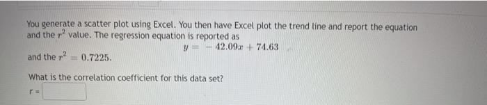 Solved You generate a scatter plot using Excel. You then | Chegg.com