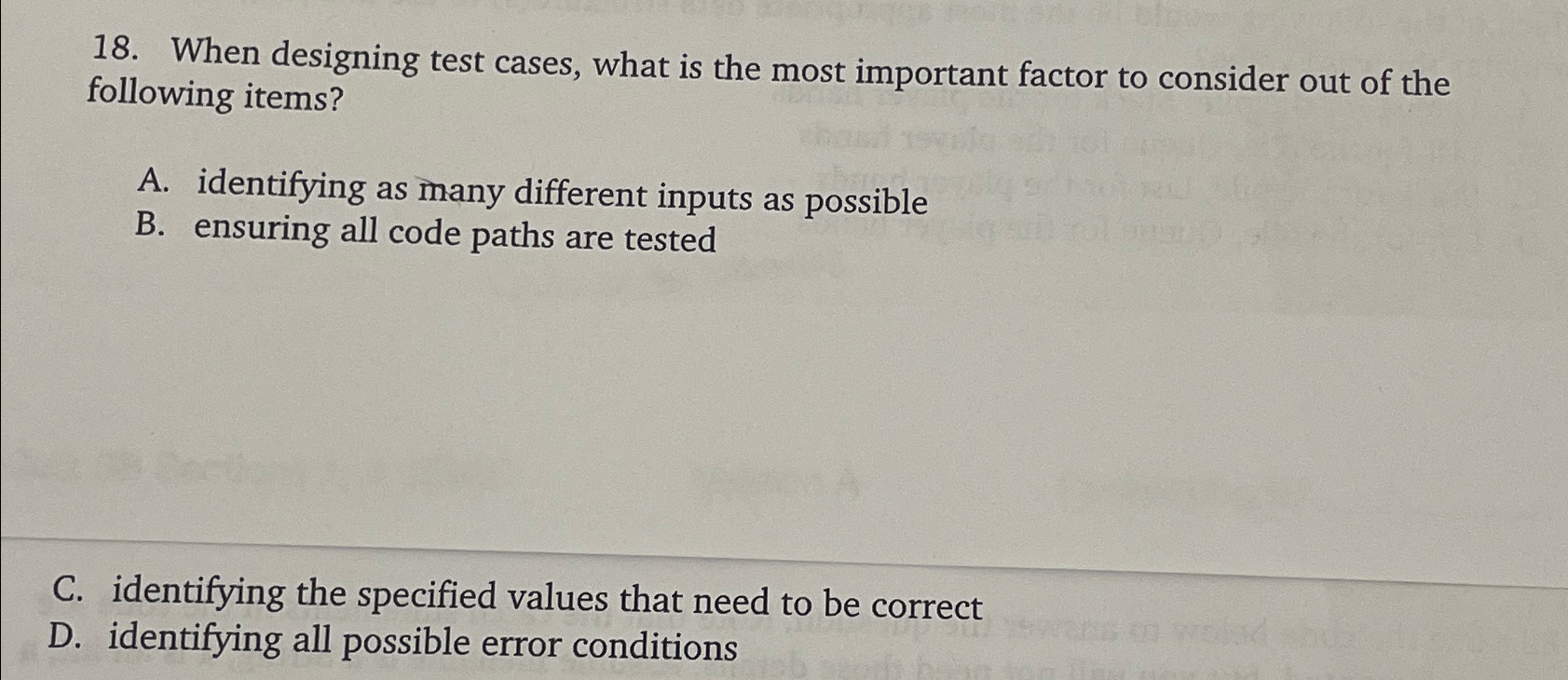 Solved When designing test cases, what is the most important | Chegg.com
