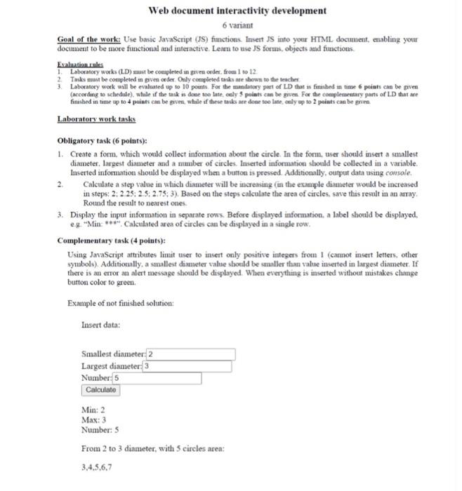 Solved Html Css Jacacsript Web Document Interactivity D