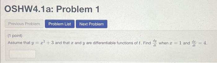 Solved OSHW4.1a: Problem 1 Previous Problem Problem List | Chegg.com