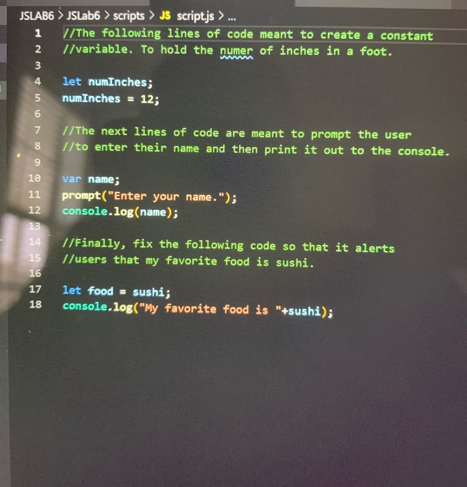 Solved JSLAB6: Debugging Variables, Datatypes, and | Chegg.com