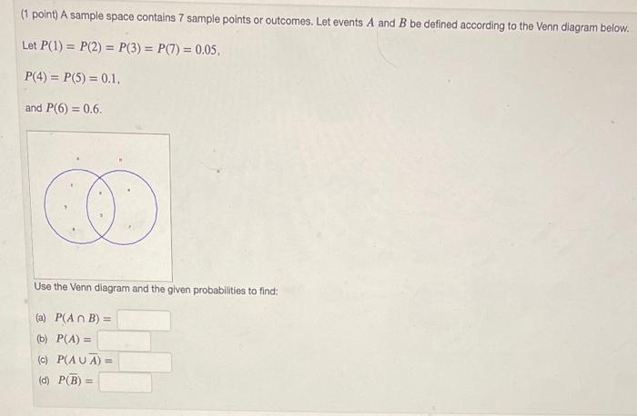 Solved (1 point) A sample space contains 7 sample points or | Chegg.com