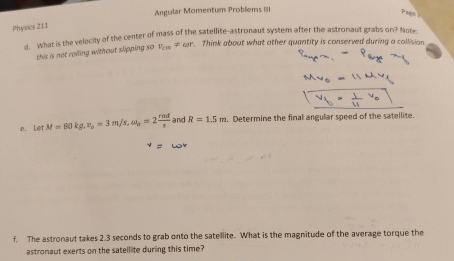 Solved Angular Momentum Problems aIPhysiles 211d. ﻿What is | Chegg.com