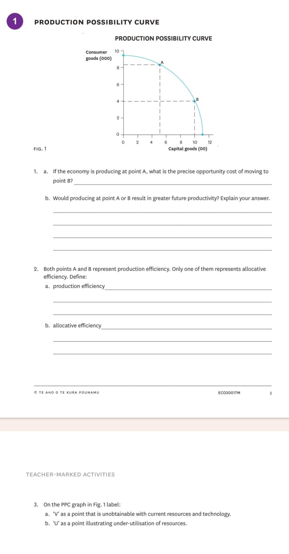 Solved 1 ﻿PRODUCTION POSSIBILITY CURVEPRODUCTION POSSIBILITY | Chegg.com