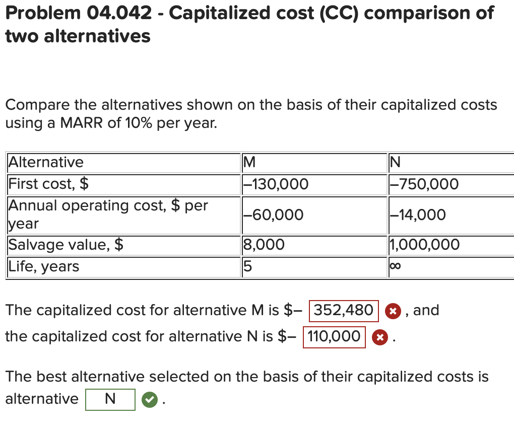 Solved Problem 04.042 - ﻿Capitalized cost (CC) ﻿comparison | Chegg.com