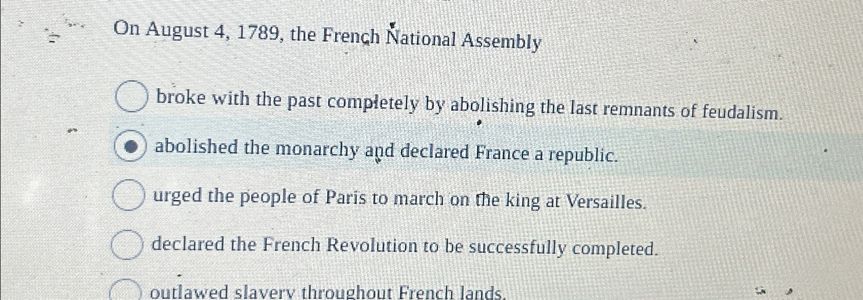 Solved On August 4, 1789, ﻿the French Ñational Assemblybroke | Chegg.com