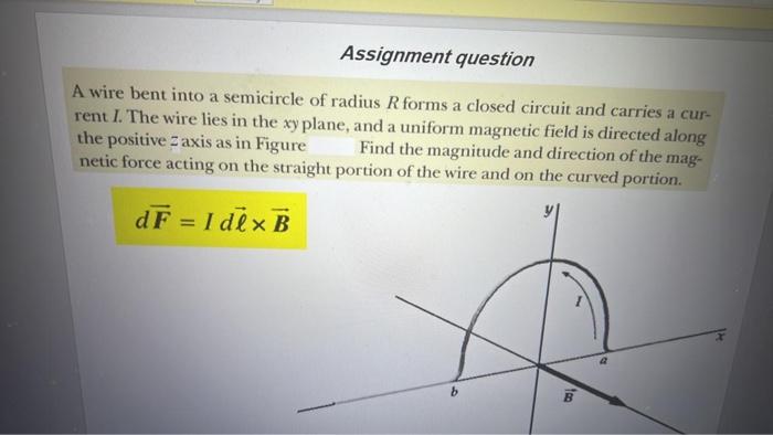 Solved A wire bent into a semicircle of radius R forms a | Chegg.com