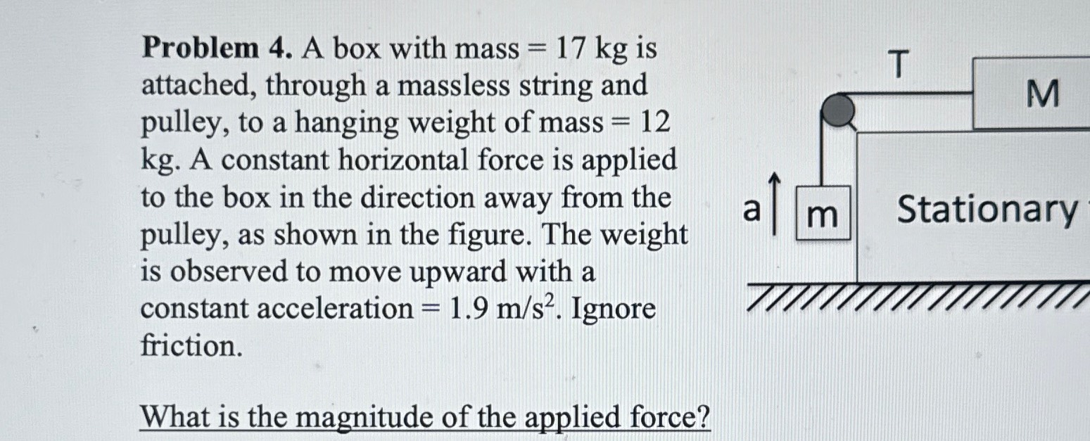 Solved Problem 4. ﻿A box with mass =17kg ﻿is attached, | Chegg.com