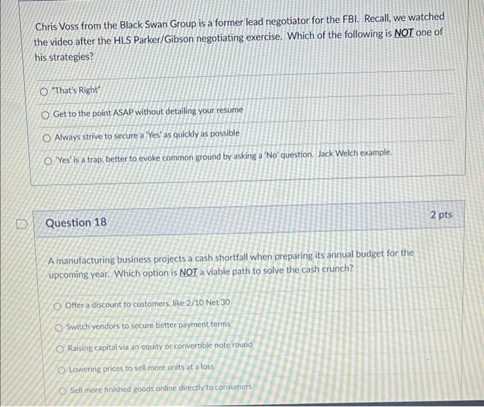 Solved Chris Voss from the Black Swan Group is a former lead | Chegg.com