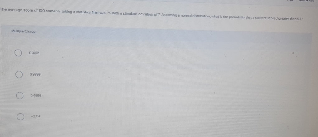 Solved The average score of 100 ﻿students taking a | Chegg.com
