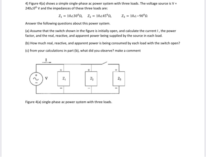Solved 4) Figure 4(a) shows a simple single-phase ac power | Chegg.com
