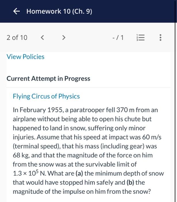 Solved Flying Circus of Physics In February 1955, a | Chegg.com