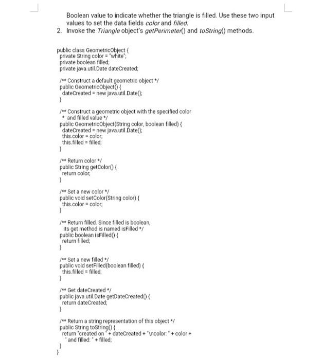 Solved esign a class named Triangle that extends | Chegg.com
