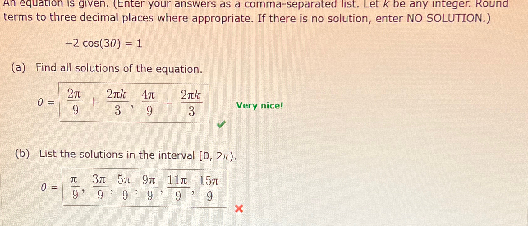 Solved An equation is given. (Enter your answers as a | Chegg.com