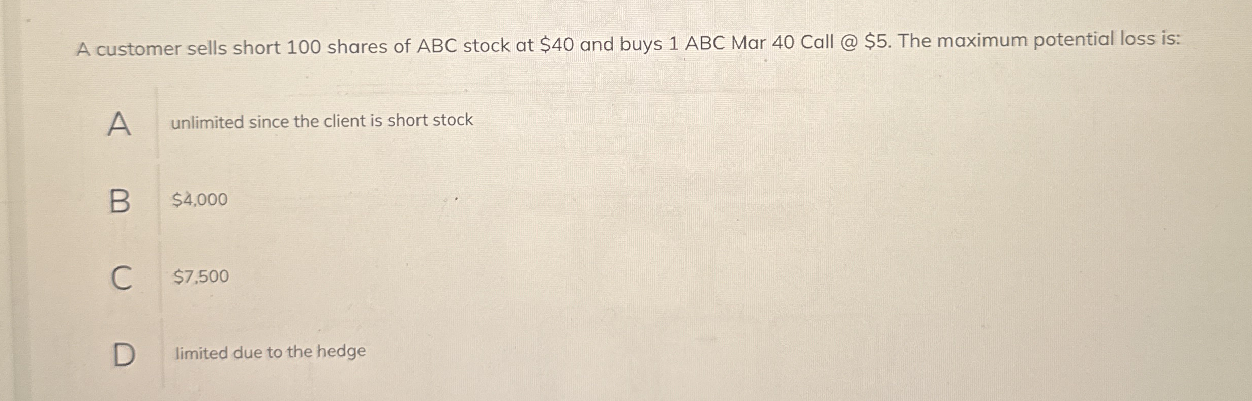 A customer sells short 100 ﻿shares of ABC stock at | Chegg.com