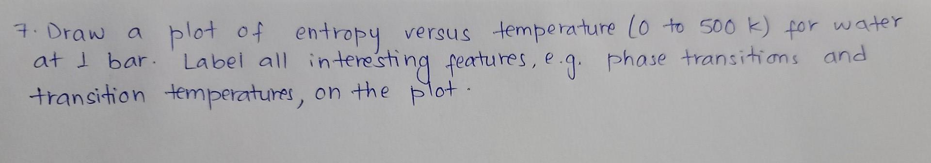 Solved 7. Draw a plot of entropy versus temperature 10 to | Chegg.com
