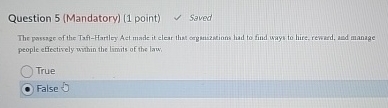 Solved Question 5 (Mandatory) (1 ﻿point) ﻿SavedThe passge | Chegg.com