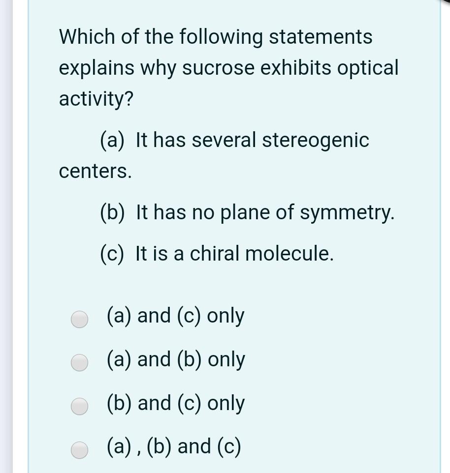 Solved Which of the following statements explains why | Chegg.com