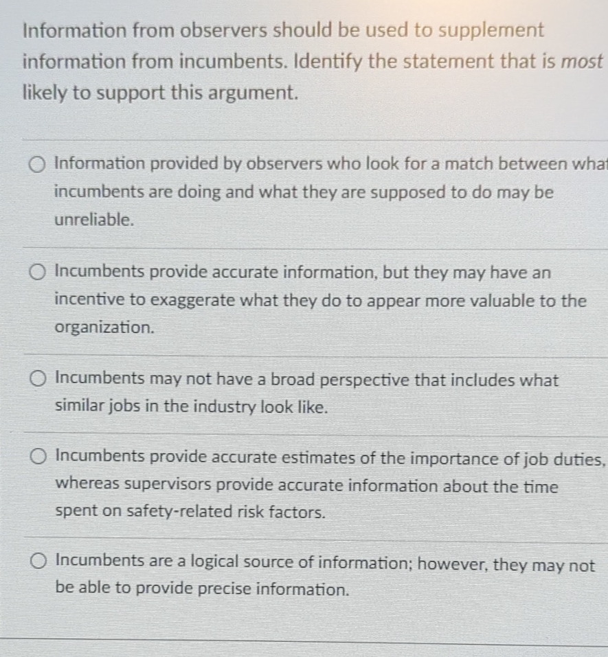 Solved Information from observers should be used to | Chegg.com