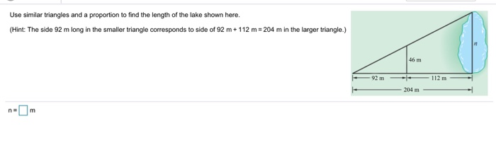 Solved Use similar triangles and a proportion to find the | Chegg.com