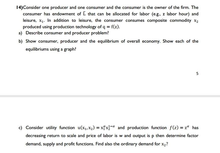 Solved Consider one producer and one consumer and the | Chegg.com