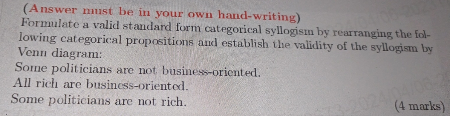 Solved Formulate a valid standard form categorical syllogism | Chegg.com