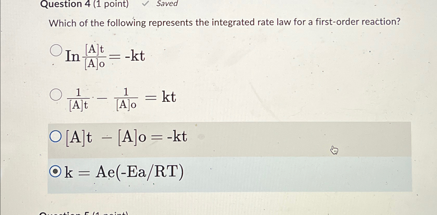 Solved Question 4 (1 ﻿point)SavedWhich of the following | Chegg.com