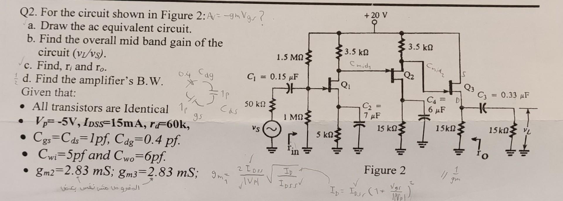 Q1. For the circuit shown in Figure 1: I. Find the | Chegg.com