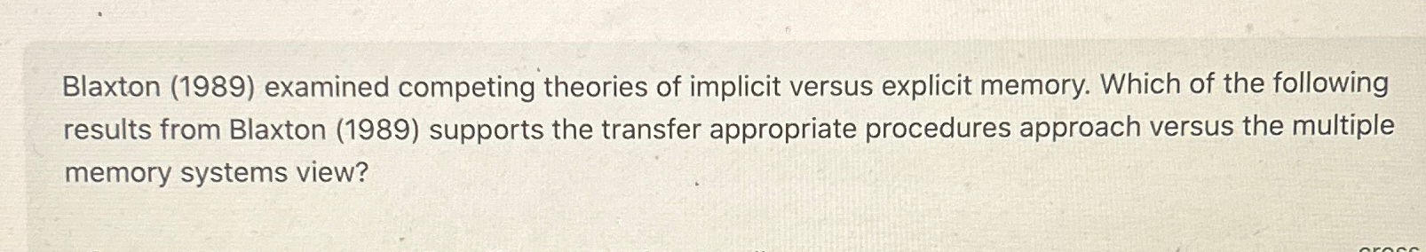 Solved Blaxton (1989) ﻿examined competing theories of | Chegg.com