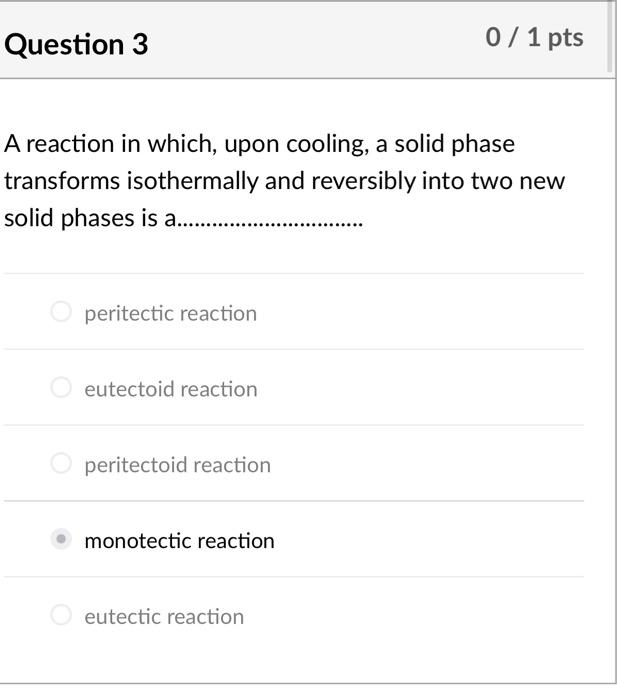 Solved Question 3 0 / 1 pts A reaction in which, upon | Chegg.com