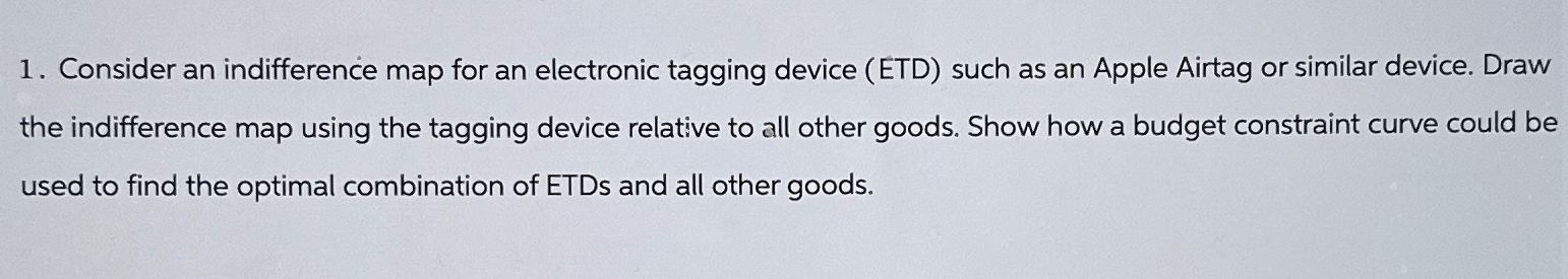 Solved Consider an indifference map for an electronic | Chegg.com