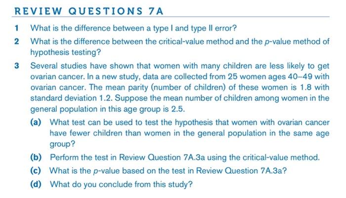 Solved 1 What is the difference between a type I and type II | Chegg.com