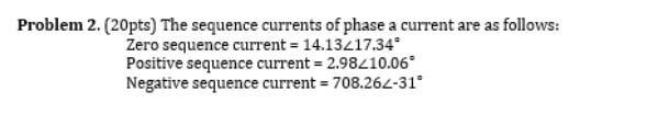 Solved Problem 2. (20pts) The sequence currents of phase a | Chegg.com