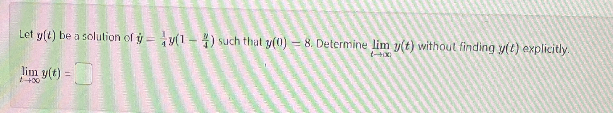 Solved Let y(t) be a solution of y˙=14y(1-y4) such that | Chegg.com Solved Let y(t) be a solution of y˙=14y(1-y4) such that | Chegg.com
