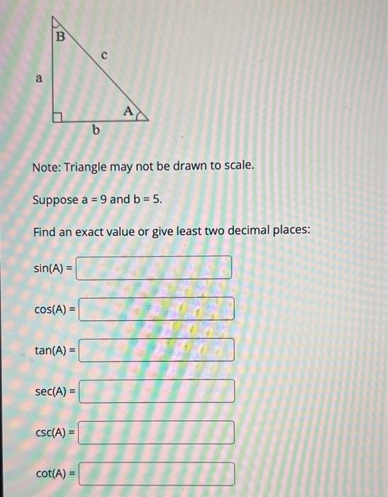 Solved Note: Triangle may not be drawn to scale. Suppose a=9 | Chegg.com