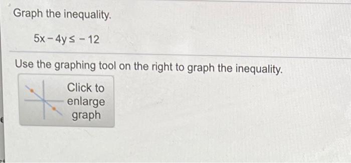 Solved Graph the inequality. 5x - 4y s -12 Use the graphing | Chegg.com