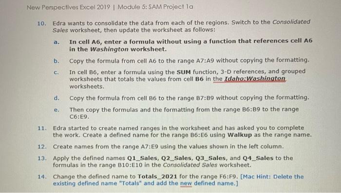 Solved New Perspectives Excel 2019 | Module 5: SAM Project | Chegg.com