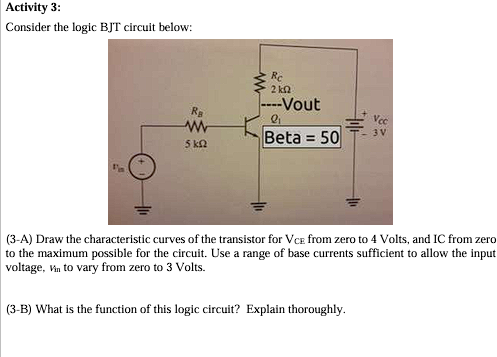 Solved Activity 3:Consider the logic BJT circuit below:(3-A) | Chegg.com