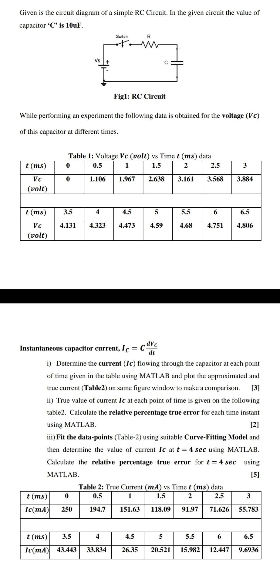 Solved Given is the circuit diagram of a simple RC Circuit. | Chegg.com