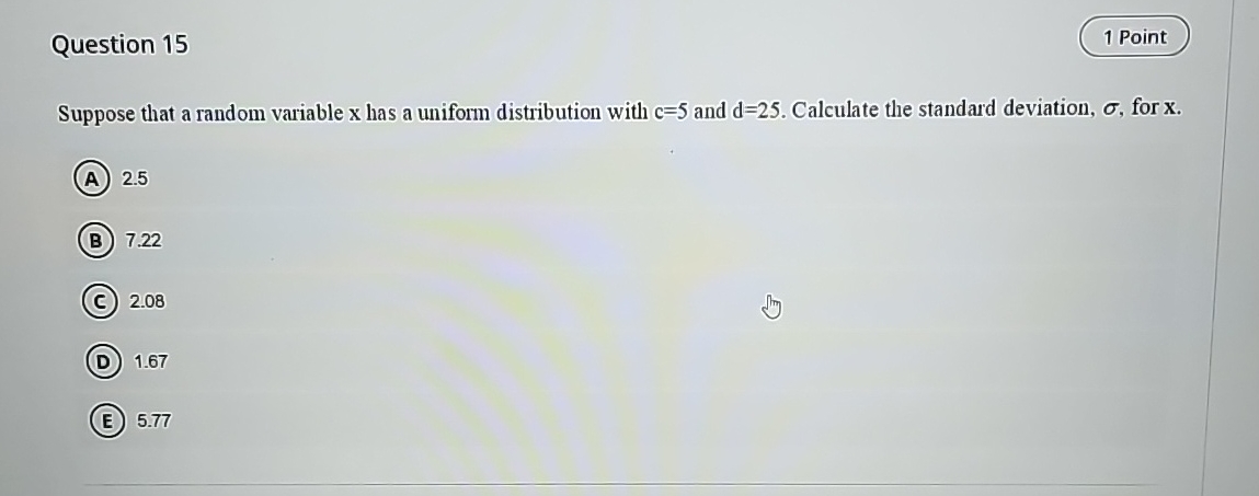 Solved Question 151 ﻿PointSuppose that a random variable x | Chegg.com