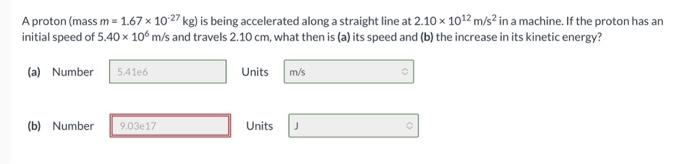 Solved A proton (mass m=1.67×10−27 kg ) is being accelerated | Chegg.com