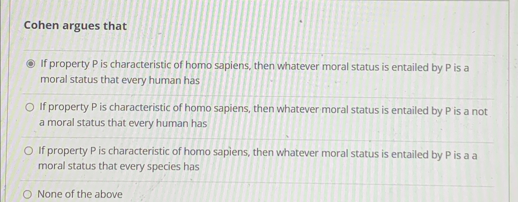 Solved Cohen argues thatIf property P ﻿is characteristic of | Chegg.com