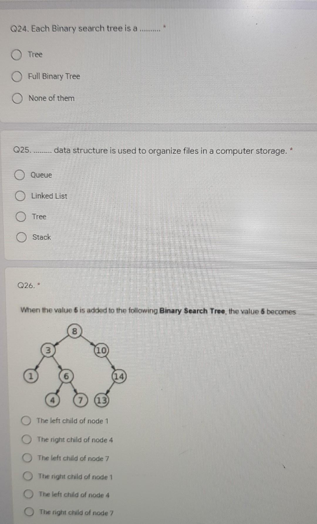 Solved Q24 Each Binary Search Tree Is A Tree O Full 