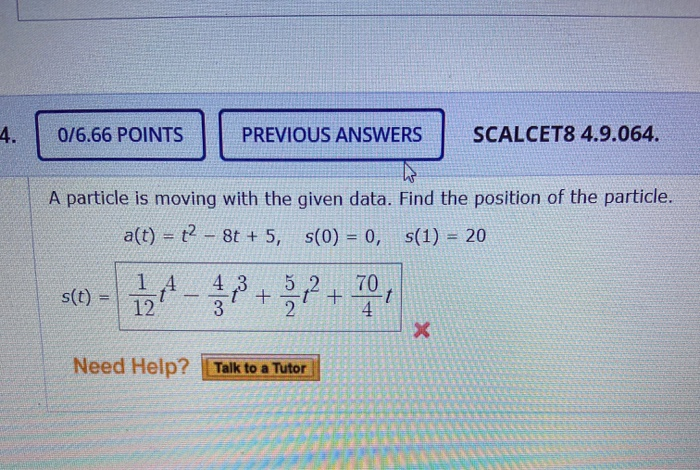Solved 0/6.66 POINTS PREVIOUS ANSWERS SCALCET8 4.9.064. A | Chegg.com