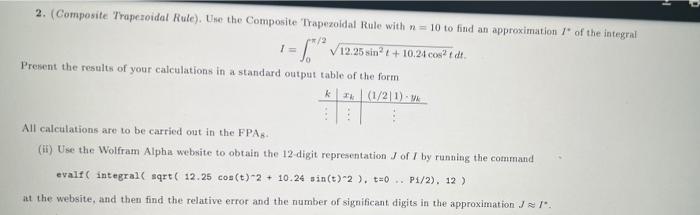 Solved 2. (Composite Trapezoidal Rule). Use the Composite | Chegg.com