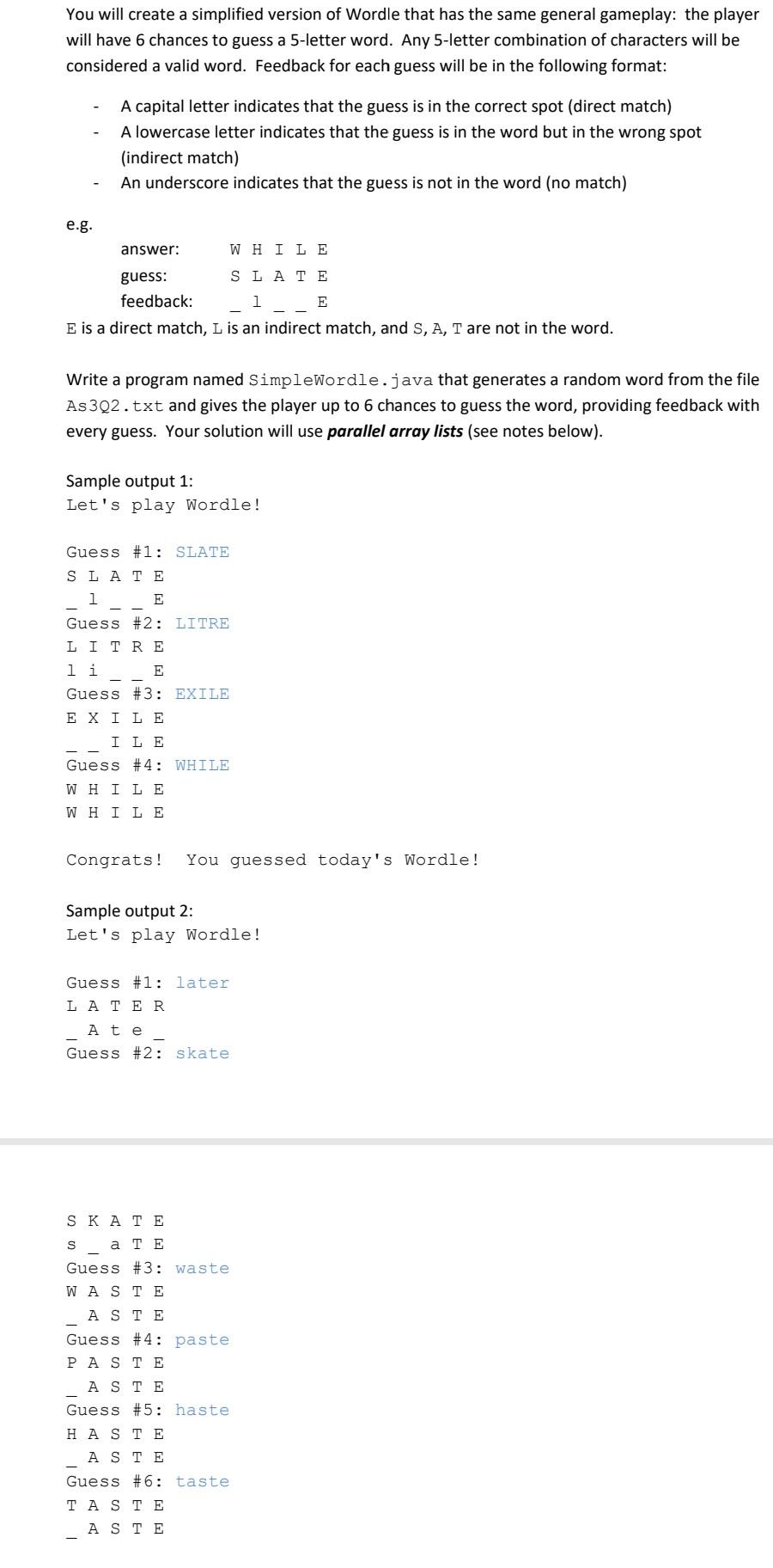 Solved PASTE - ASTE Guess \#5: haste H A S T E - A S T E | Chegg.com