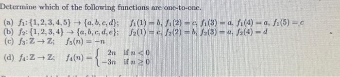 Solved Determine which of the following are one-to-one | Chegg.com