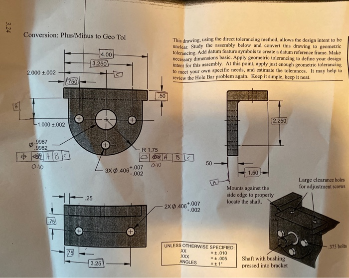 3.24 Conversion: Plus/Minus to Geo Tol 4.00 3.250 | Chegg.com