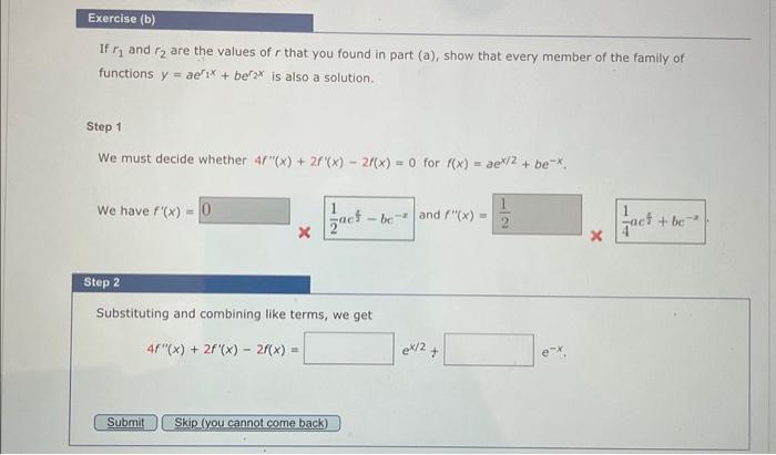 Solved If r1 and r2 are the values of r that you found in | Chegg.com